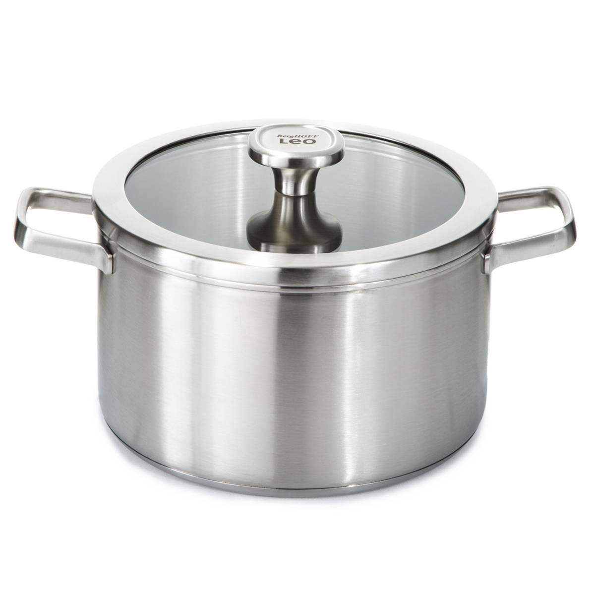 BergHOFF Leo Graphite Stainless Steel 10in. Stockpot w/ Glass Lid