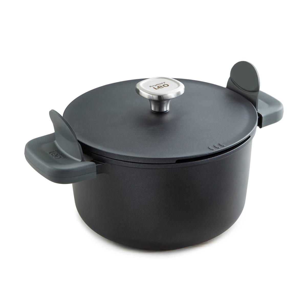 BergHOFF Leo Phantom Nonstick Ceramic 10 Stockpot 5.8qt.  Recycled - Black