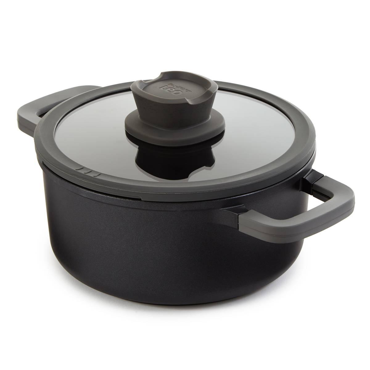 BergHOFF Leo Stone+ Cramic 3-qt. Non-Stick Stockpot with Lid  One Size  Black