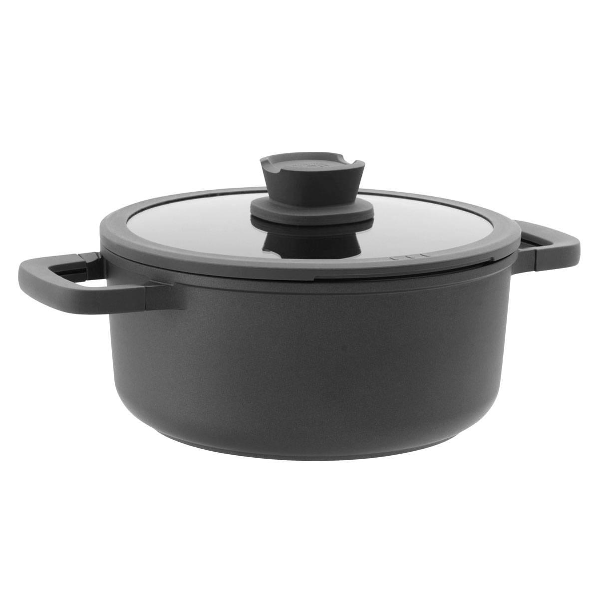 BergHOFF Leo Stone+ Nonstick Ceramic 4.6qt. Stockpot w/ Glass Lid