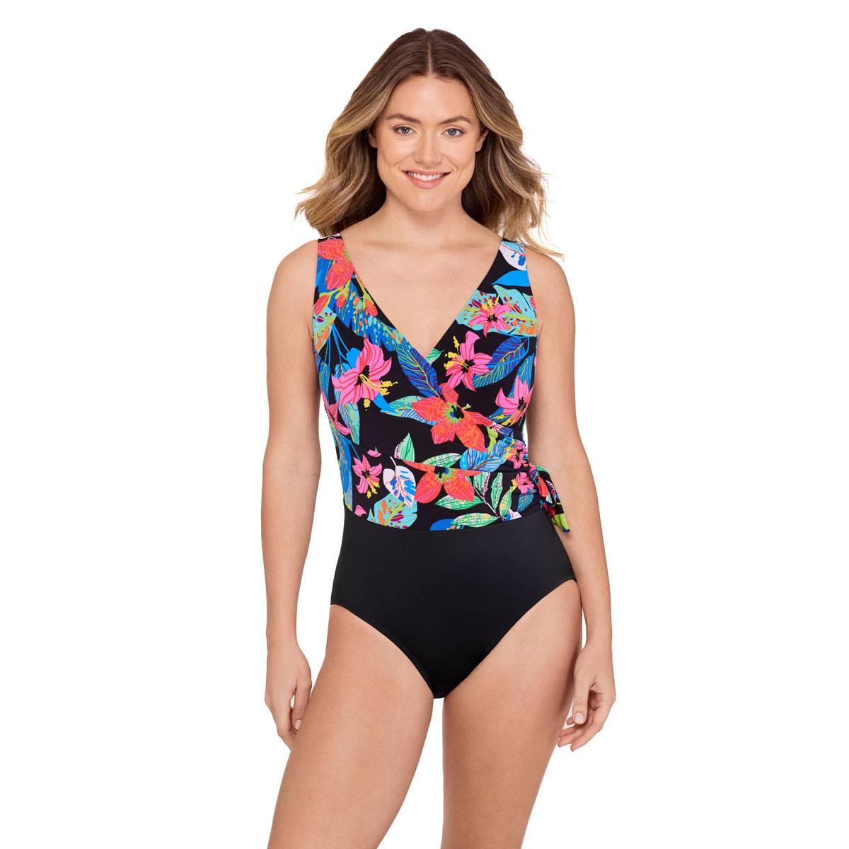 Click here for Womens Great Lengths Floral Shade Draped One Piece... prices