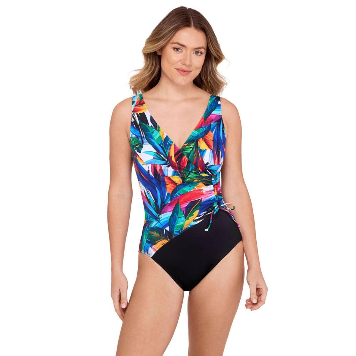Click here for Womens Great Lengths Faux Tie Tropical One Piece S... prices
