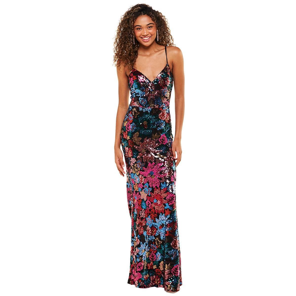 Click here for Juniors Crystal Doll Flower Pattern Sequin Sheath... prices