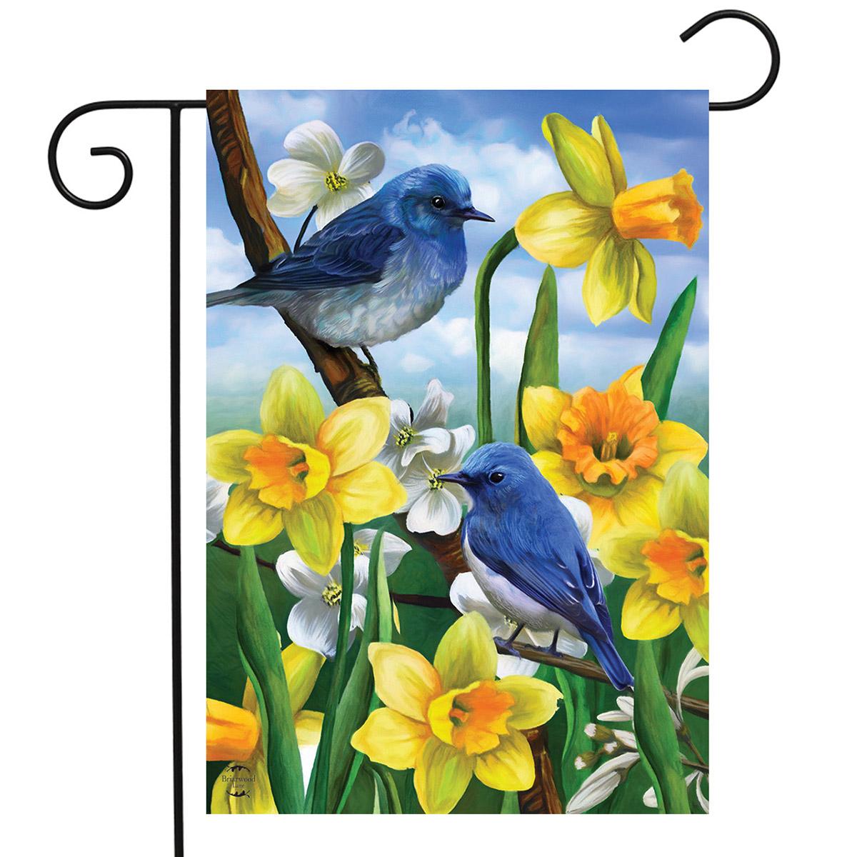 Click here for Briarwood Lane Bluebirds and Daffodils Garden Flag prices