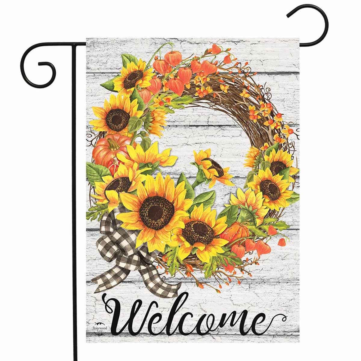 Click here for Briarwood Lane Sunflower Fall Wreath Garden Flag prices