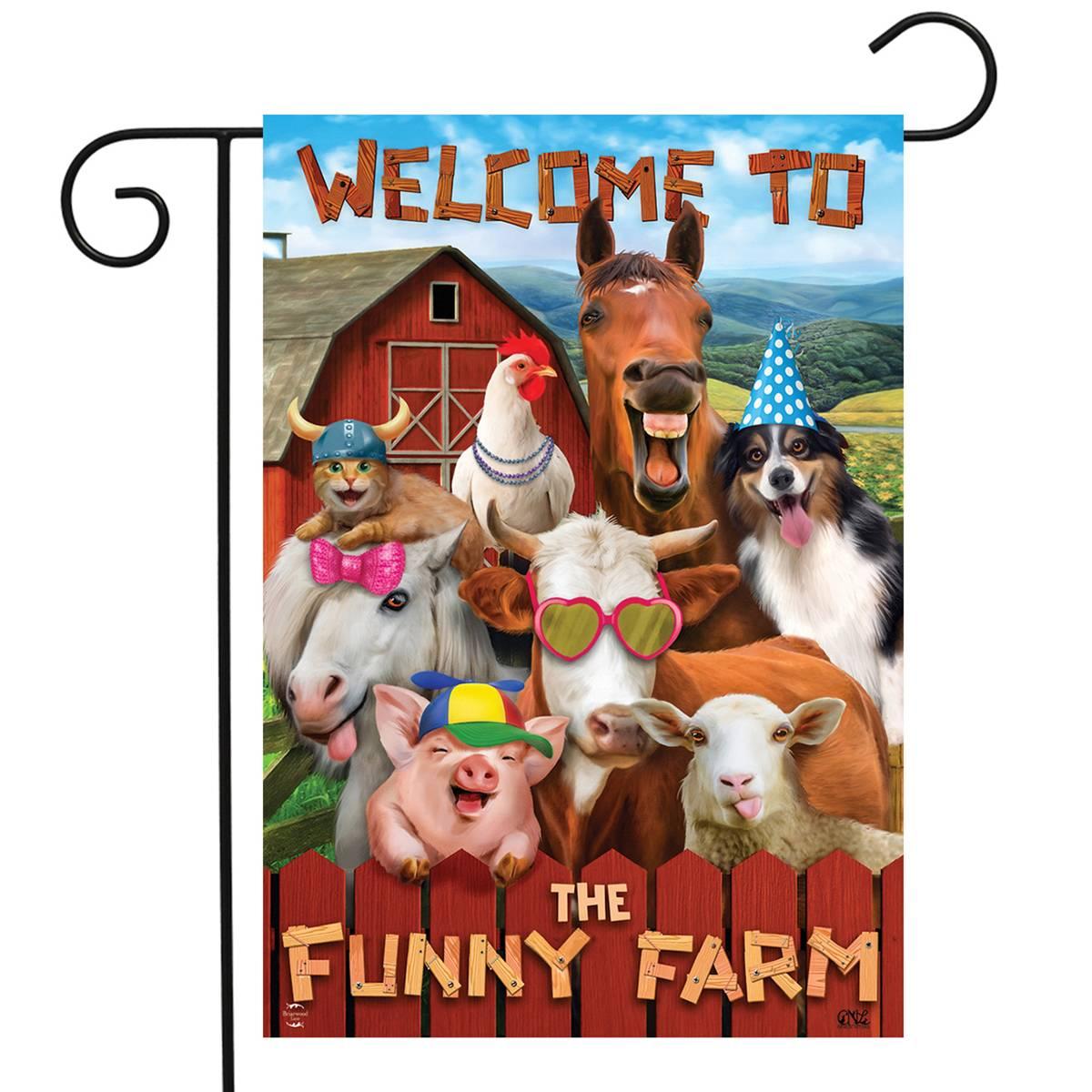 Click here for Briarwood Lane Funny Farm Garden Flag prices