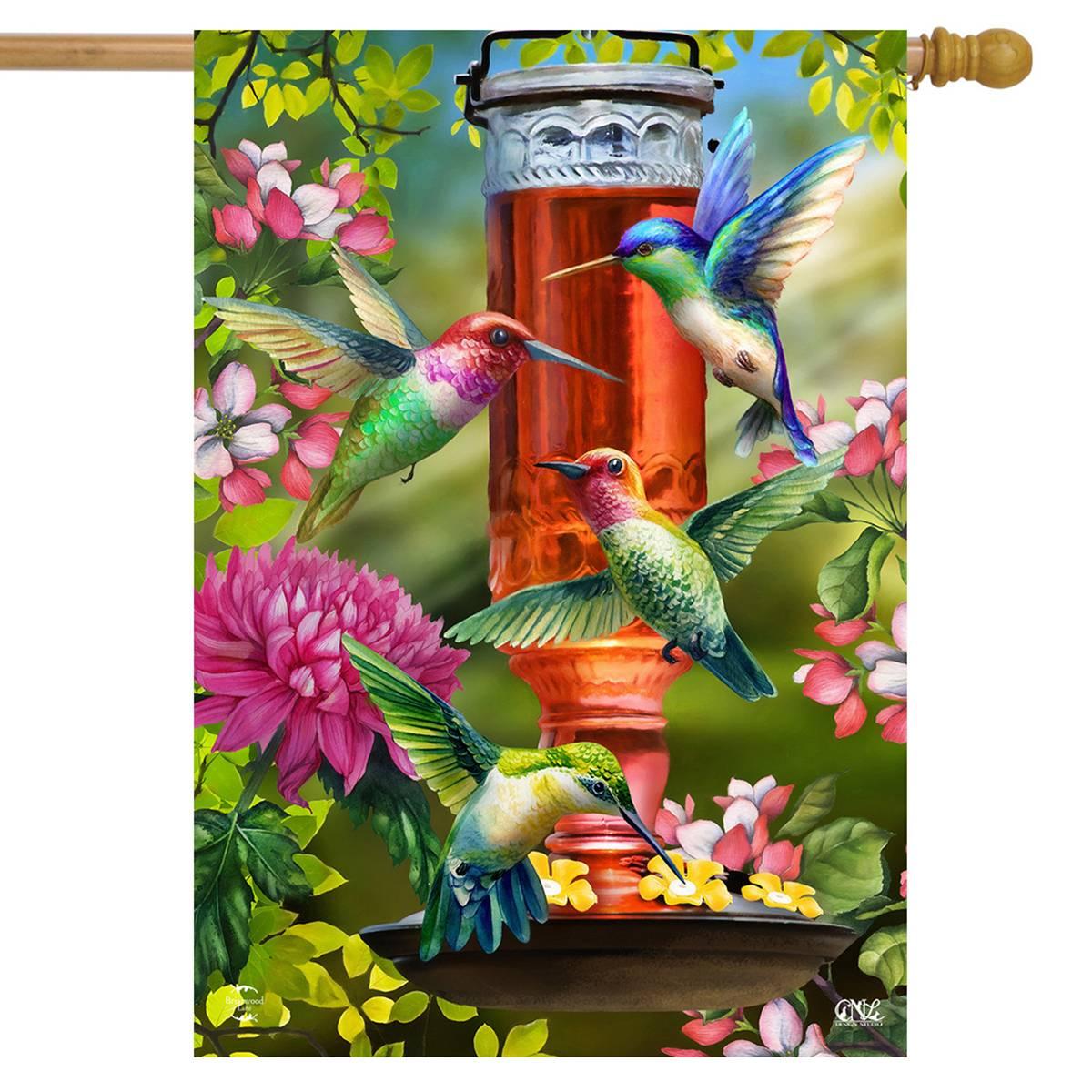 Click here for Briarwood Lane Hummingbird Feeder Garden Flag prices