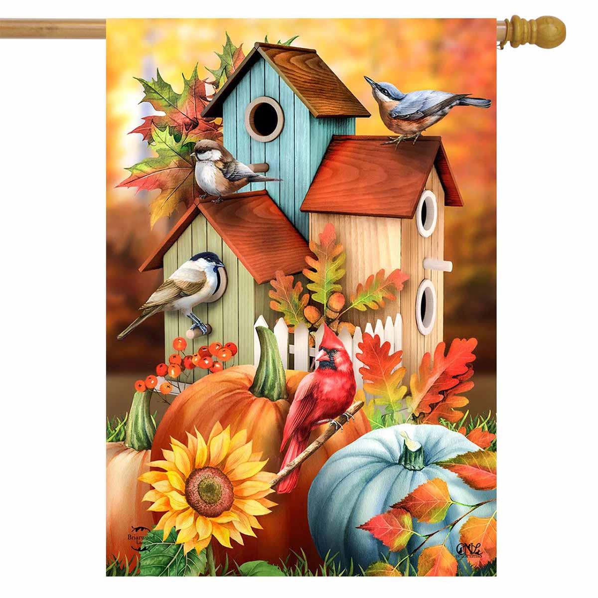 Click here for Briarwood Lane Fall Floral Birdhouses House Flag prices