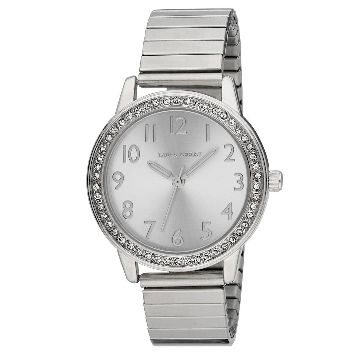Click here for Womens Laura Ashley(R) Silver Stone Bezel Stretch... prices