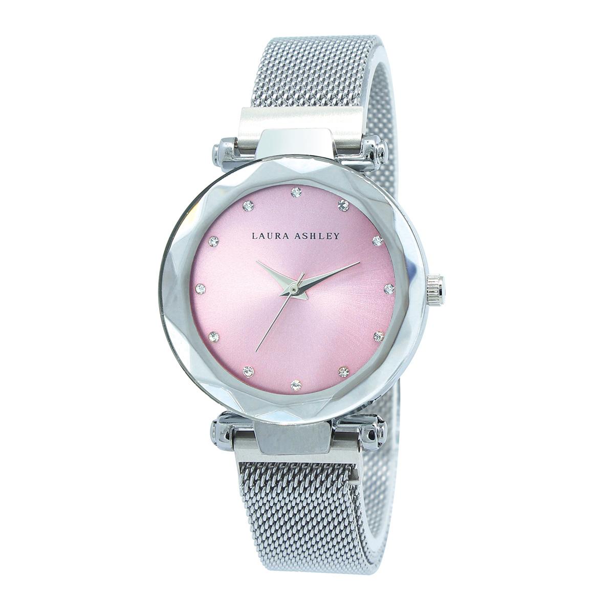 Click here for Womens Laura Ashley(R) 36mm Silver & Pink Watch -... prices