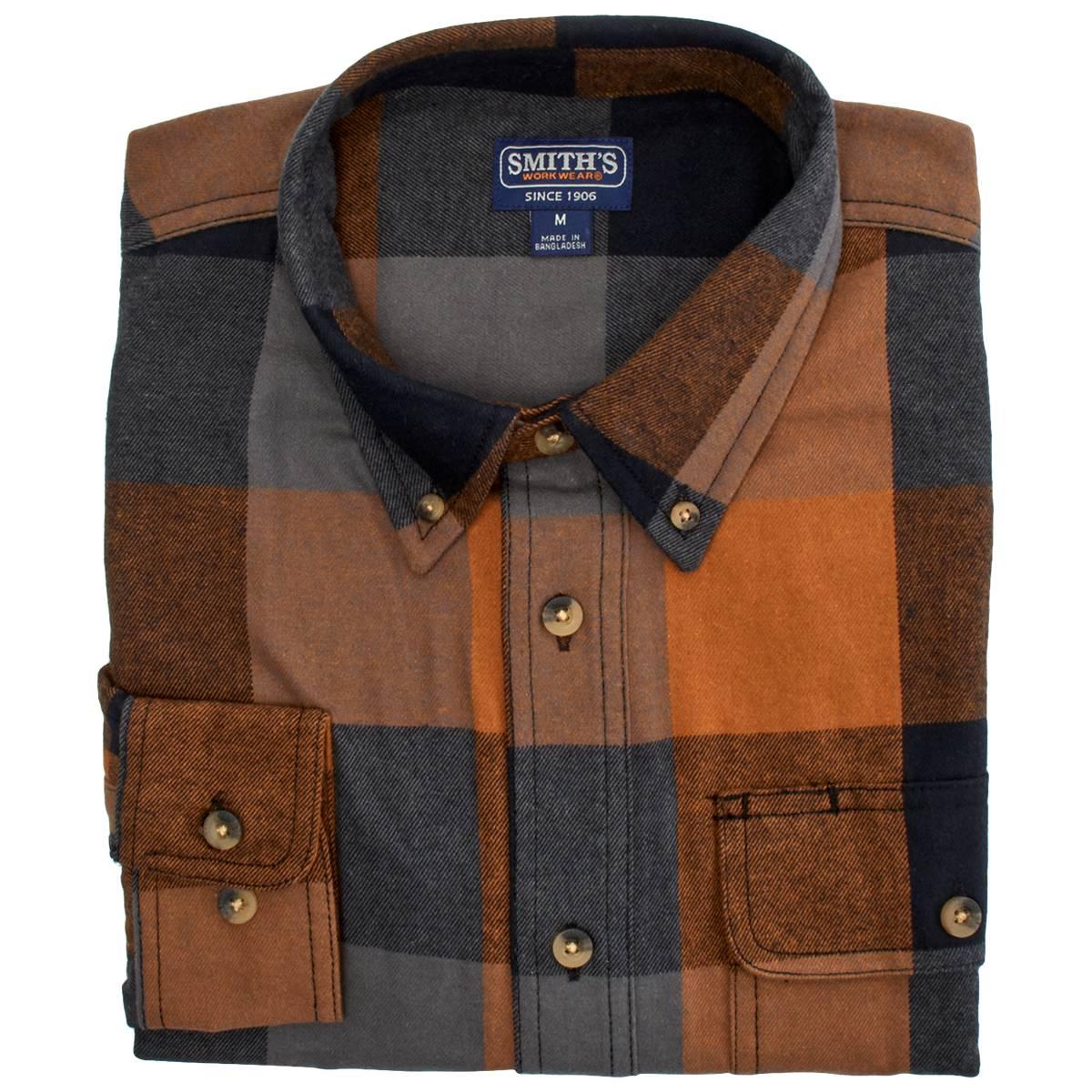 Click here for Mens Smiths Plaid Flannel Shirt - Camel/Grey prices