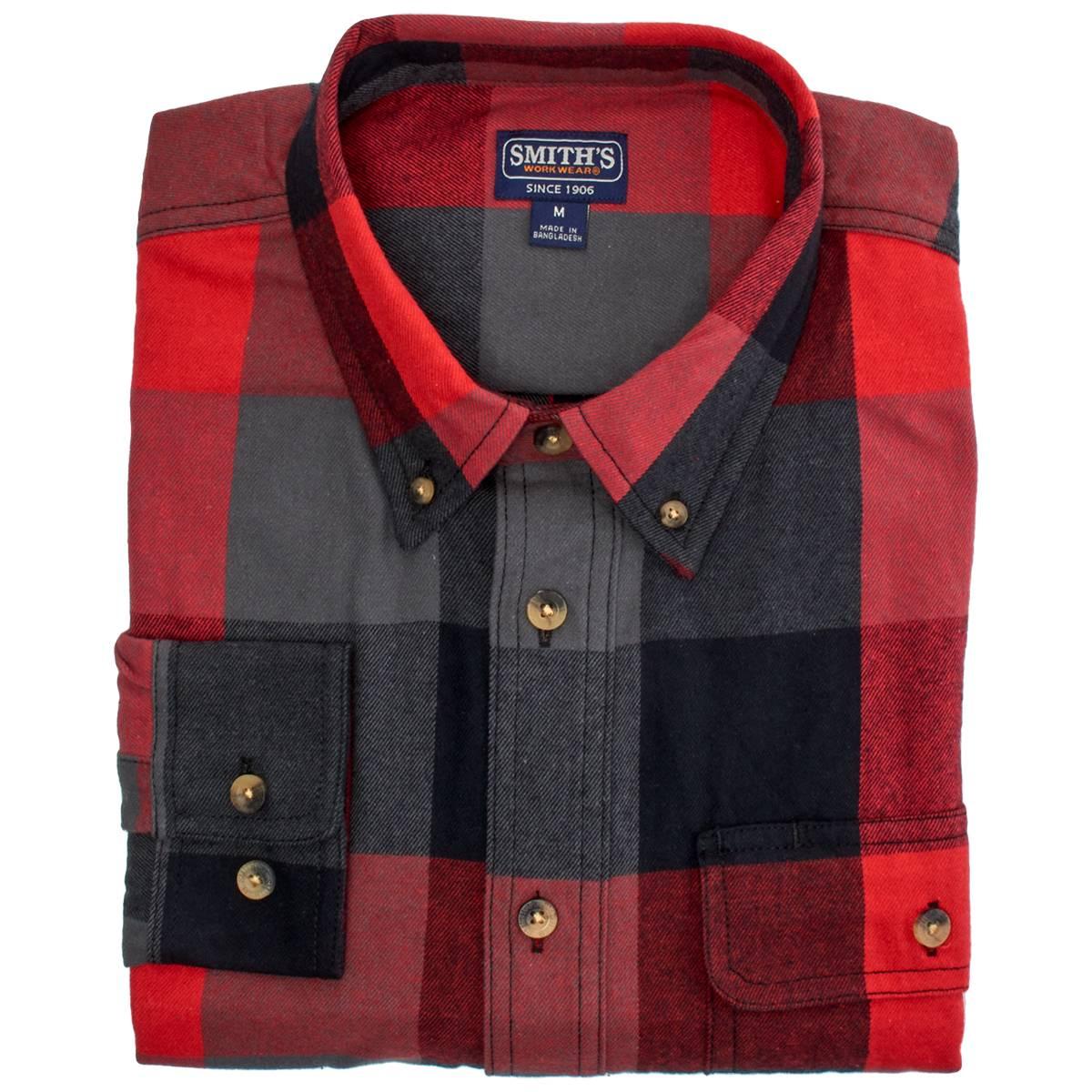 Click here for Mens Smiths Plaid Flannel Shirt - Dark Red/Grey prices