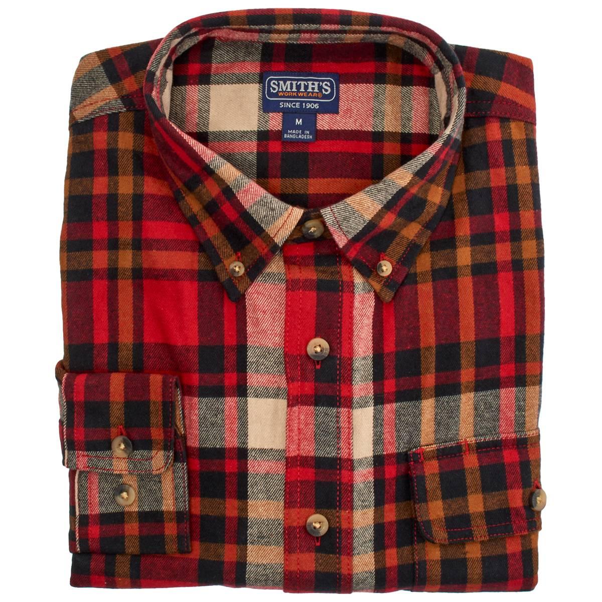Click here for Mens Smiths Plaid Flannel Shirt - Red/Camel prices