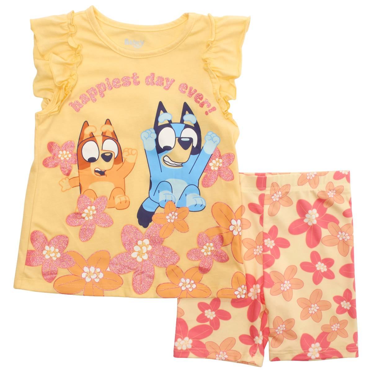 Click here for Girls (4-6x) Bluey and Bingo Tee & Flower Bike Sho... prices