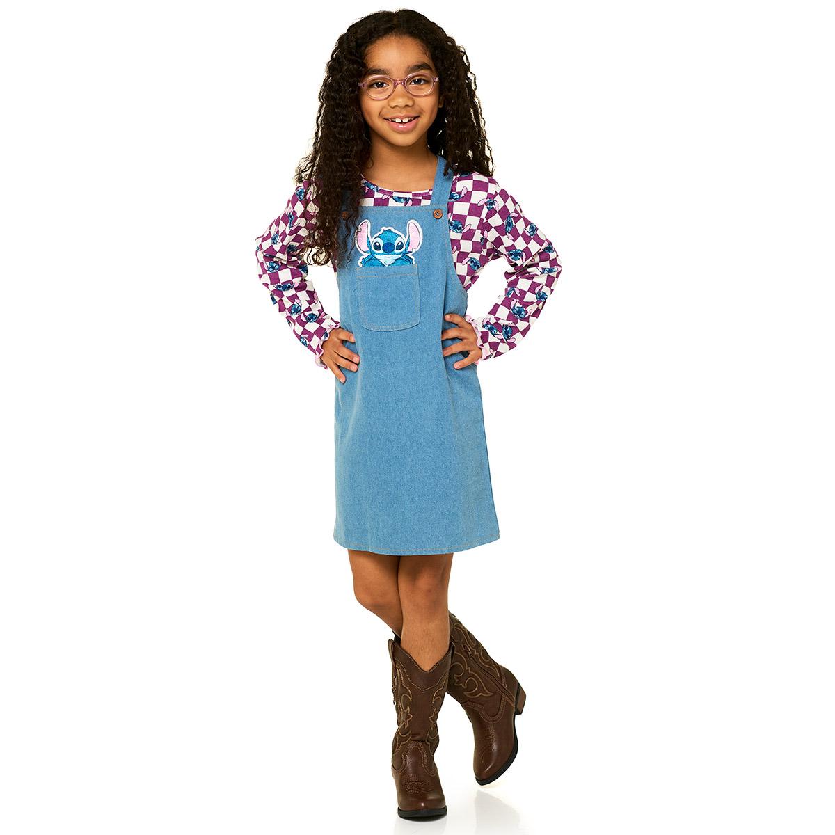 Click here for Girls(4-6x) Disney Stitch Long Sleeve Tee w/ Denim... prices