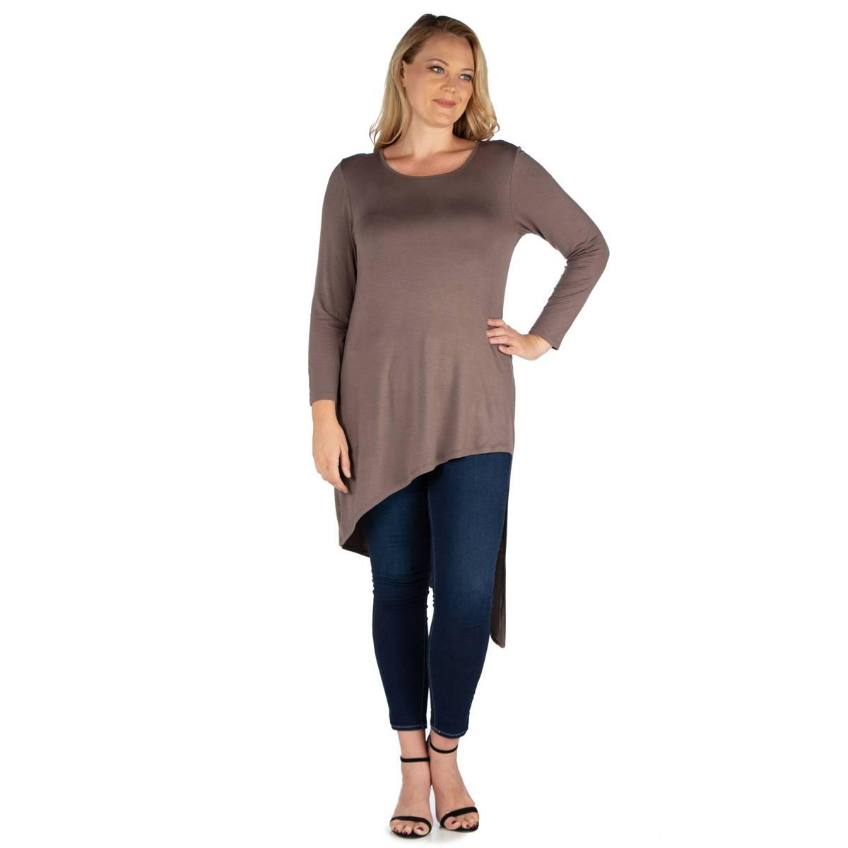 Plus Size 24/7 Comfort Apparel Asymmetrical Tunic Blouse