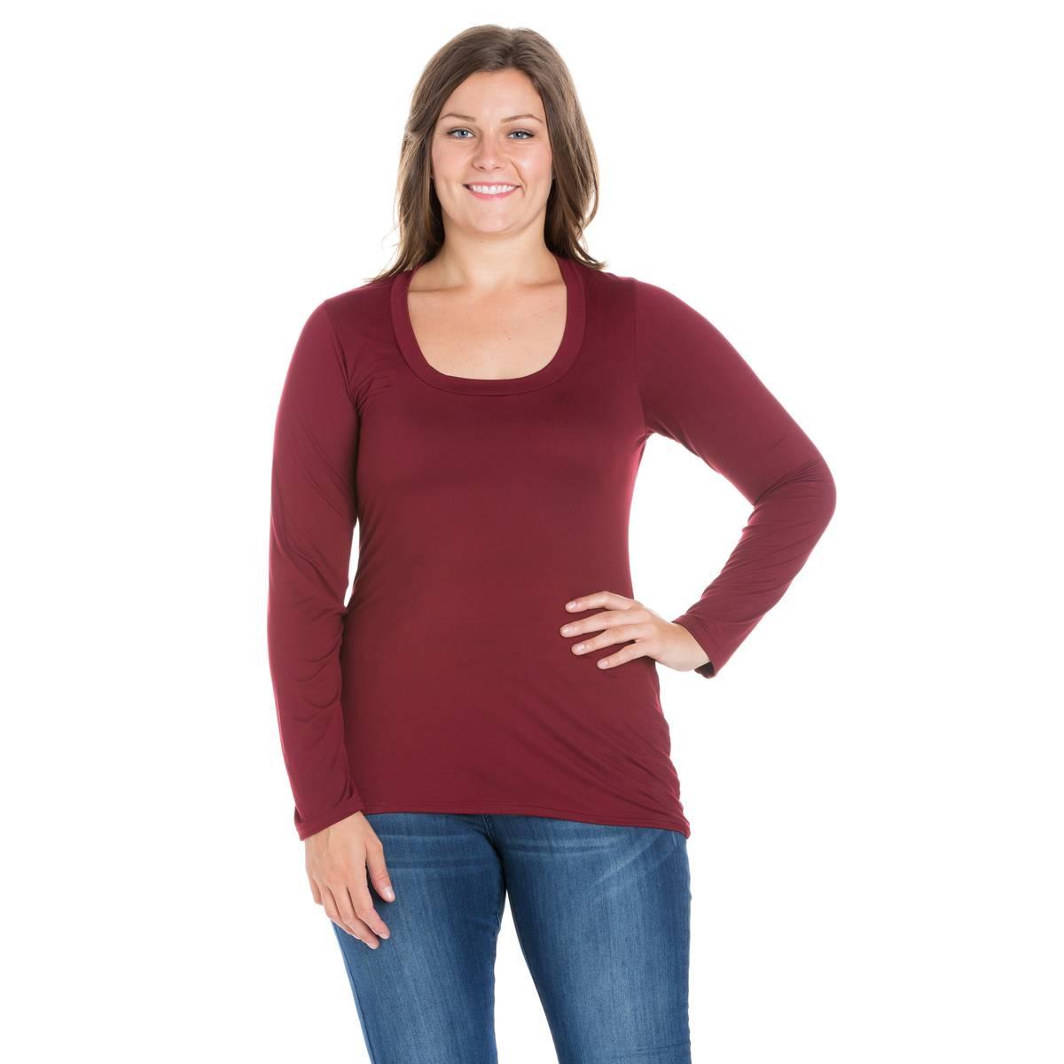 Click here for Plus Size 24/7 Comfort Apparel Long Sleeve Scoop N... prices