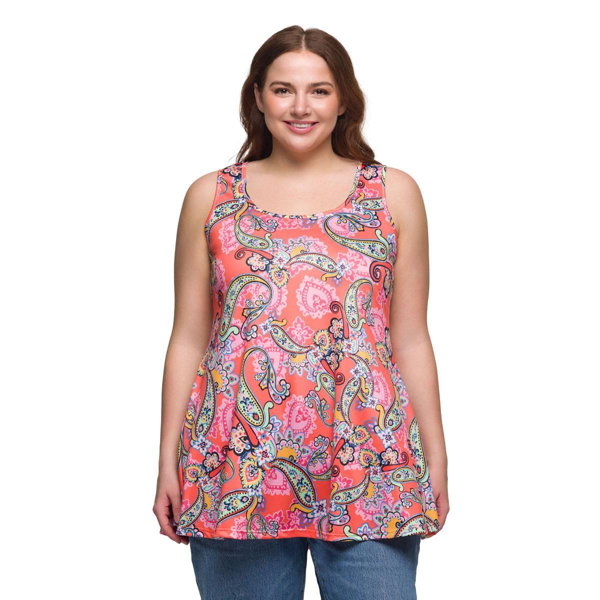 Click here for Plus Size 24/7 Comfort Apparel Casual Pink Paisley... prices