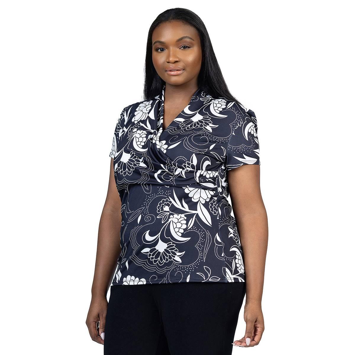 Click here for Plus Size 24/7 Comfort Apparel Floral Short Sleeve... prices