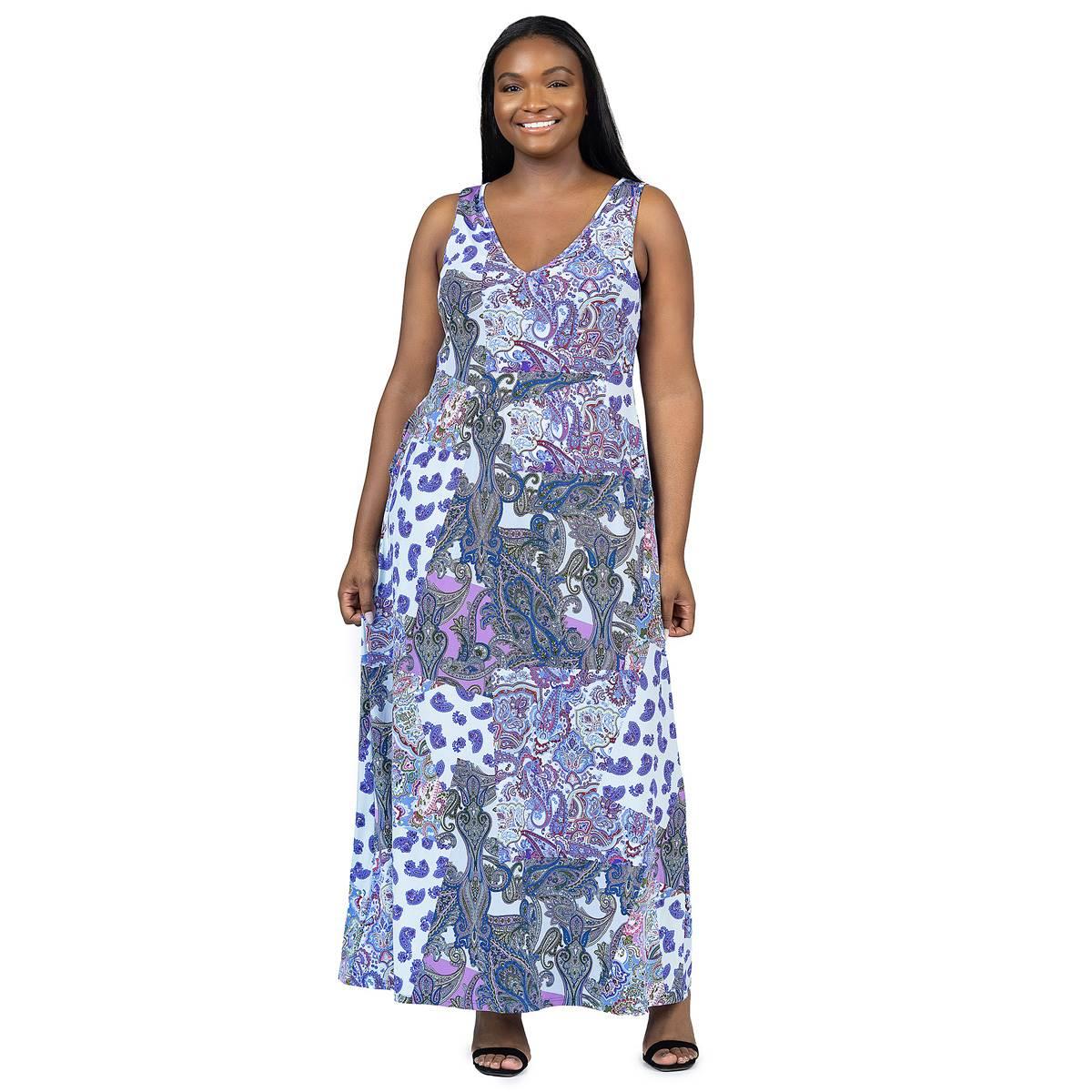 Click here for Plus Size 24/7 Comfort Apparel Paisley A-Line Maxi... prices