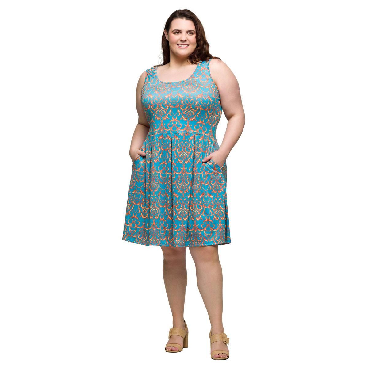 Click here for Plus Size 24/7 Comfort Apparel Sky Blue Fit & Flar... prices
