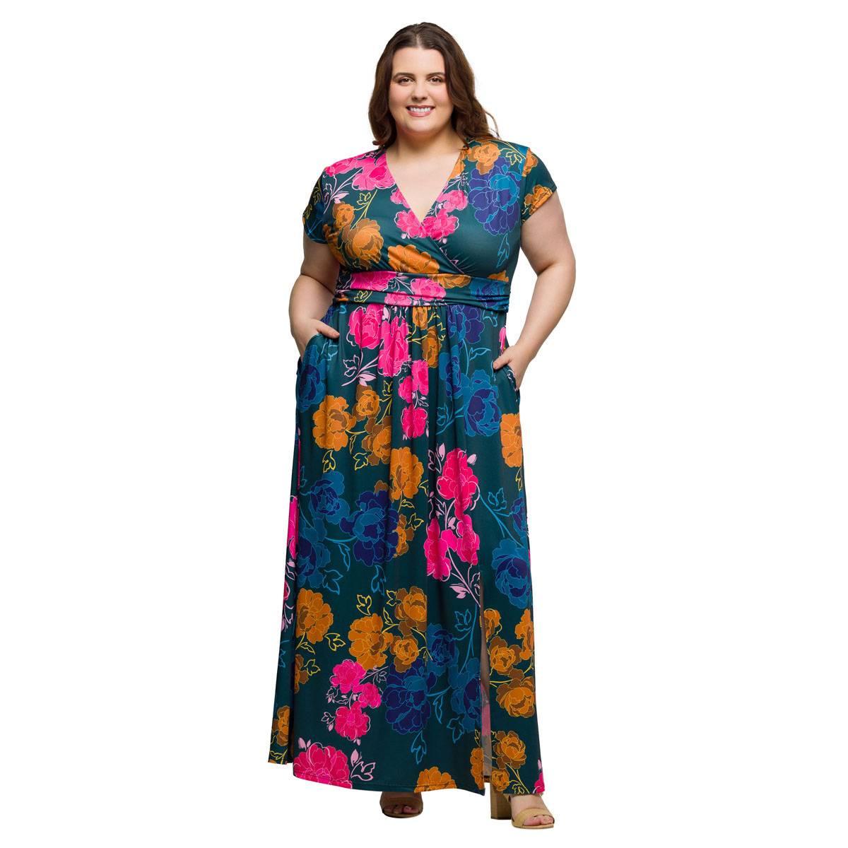 Click here for Plus Size 24/7 Comfort Apparel Floral Side Slit Po... prices