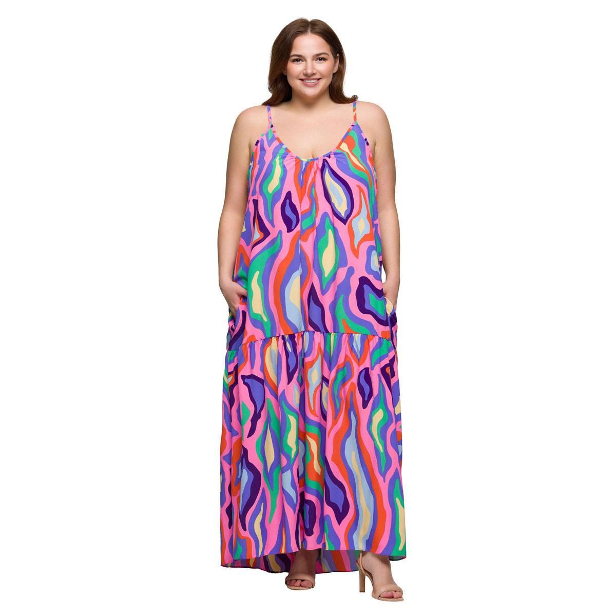 Click here for Plus Size 24/7 Comfort Apparel Multicolor Maxi Dre... prices