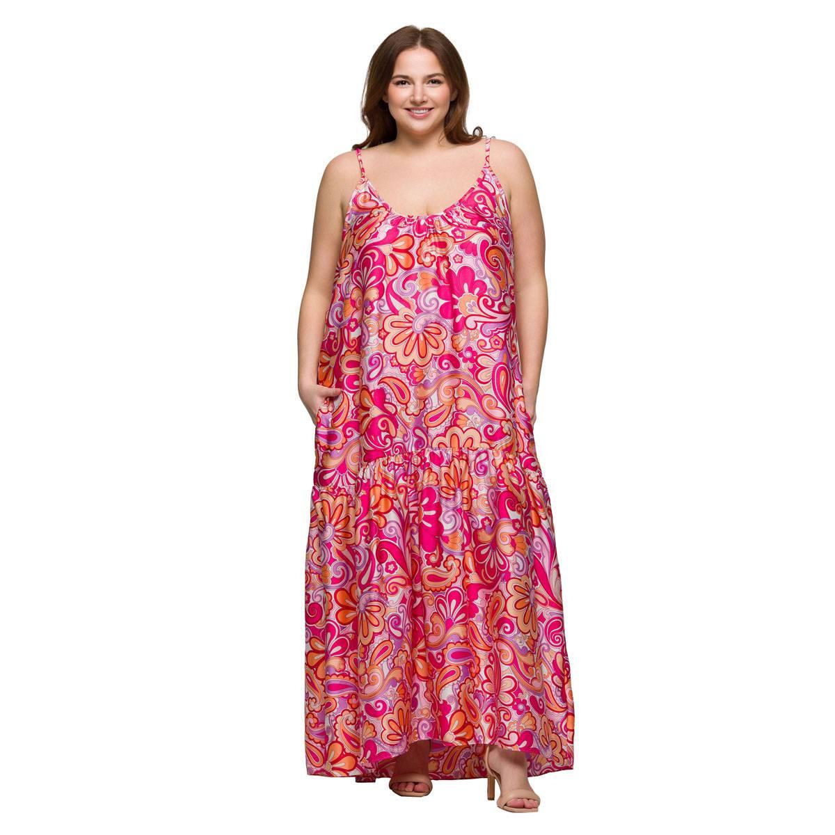 Click here for Plus Size 24/7 Comfort Apparel Pink Spaghetti Stra... prices
