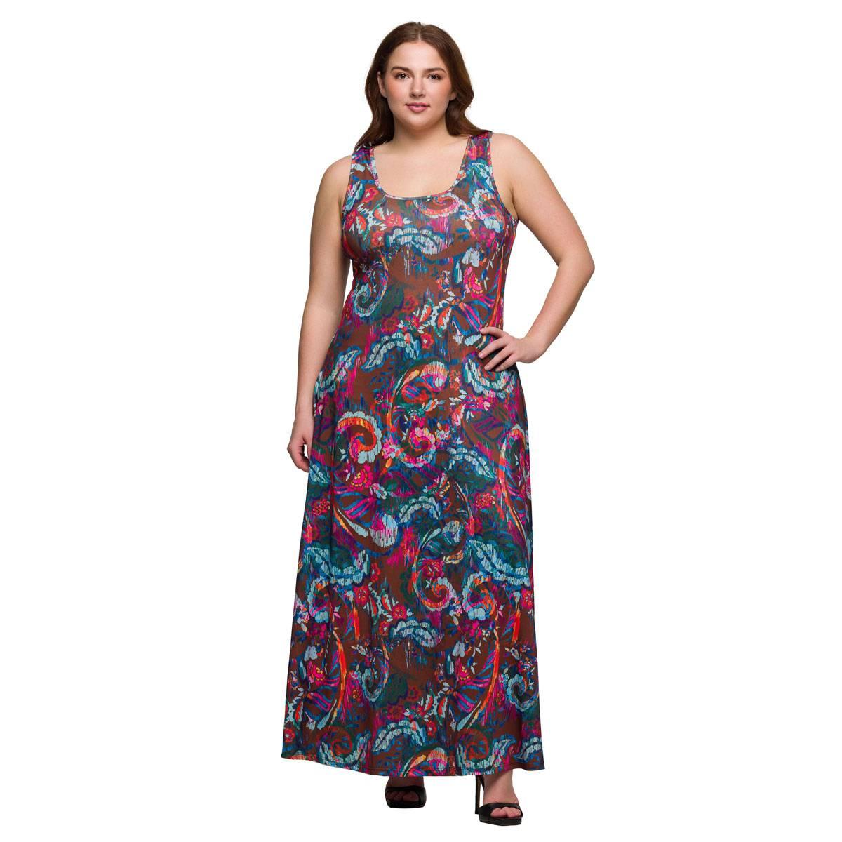 Click here for Plus Size 24/7 Comfort Apparel Pink & Brown A-Line... prices