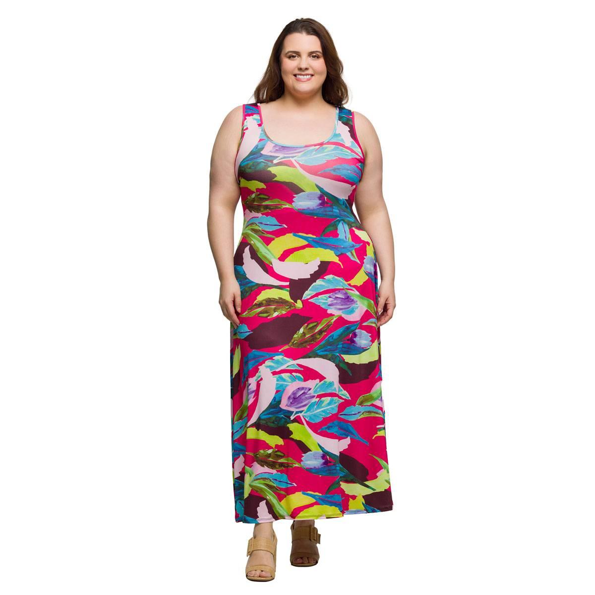 Click here for Plus Size 24/7 Comfort Apparel Pink Floral Sleevel... prices