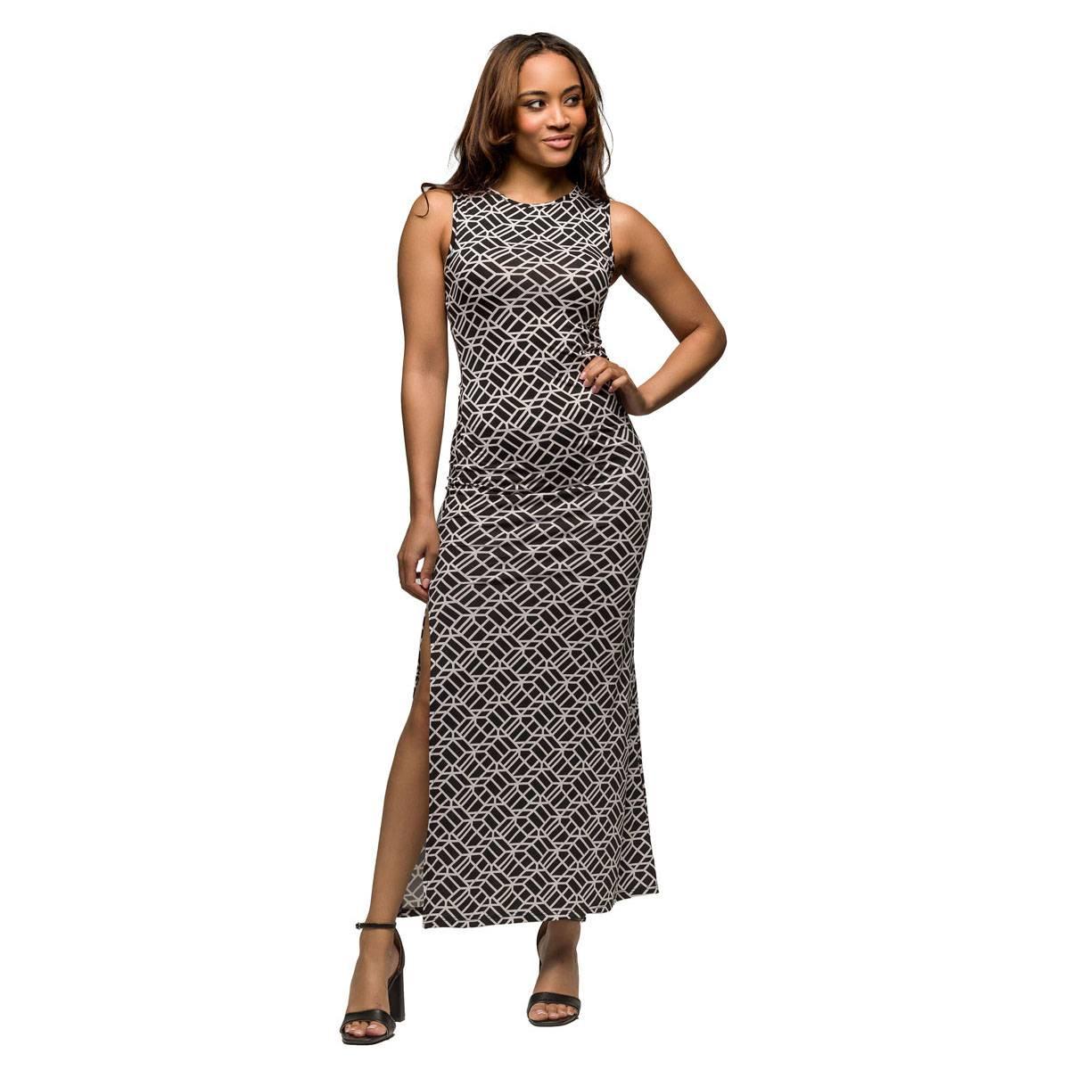 Womens 24/7 Comfort Apparel Black & White Sleeveless Maxi Dress