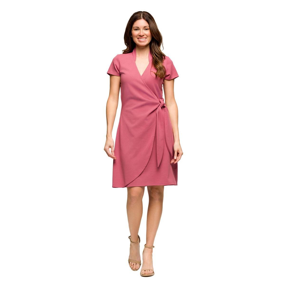Click here for Womens 24/7 Comfort Apparel Mandarin Collar Wrap D... prices