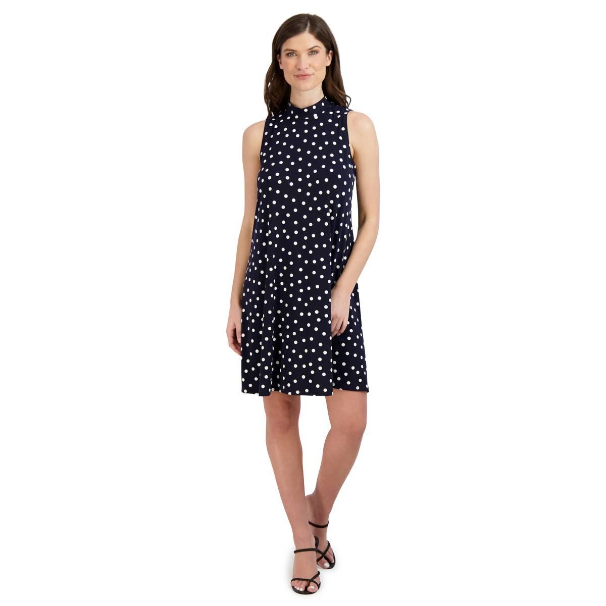 Click here for Petites Robbie Bee Sleeveless Mock Neck Dot Print... prices