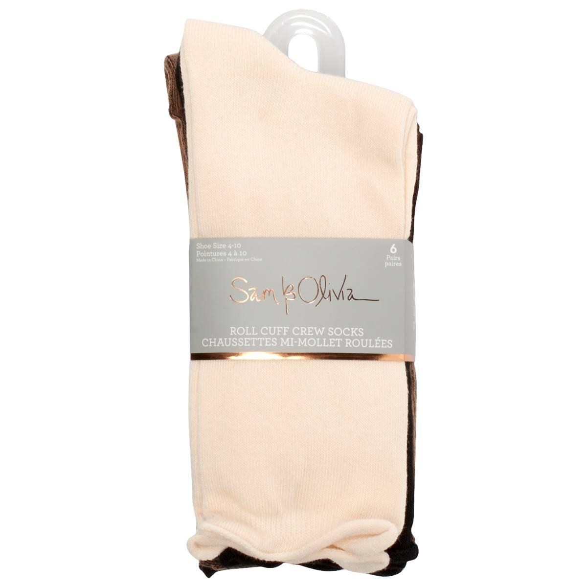 Click here for Womens Sam & Olivia 6pk. Solid Roll Cuff Crew Sock... prices