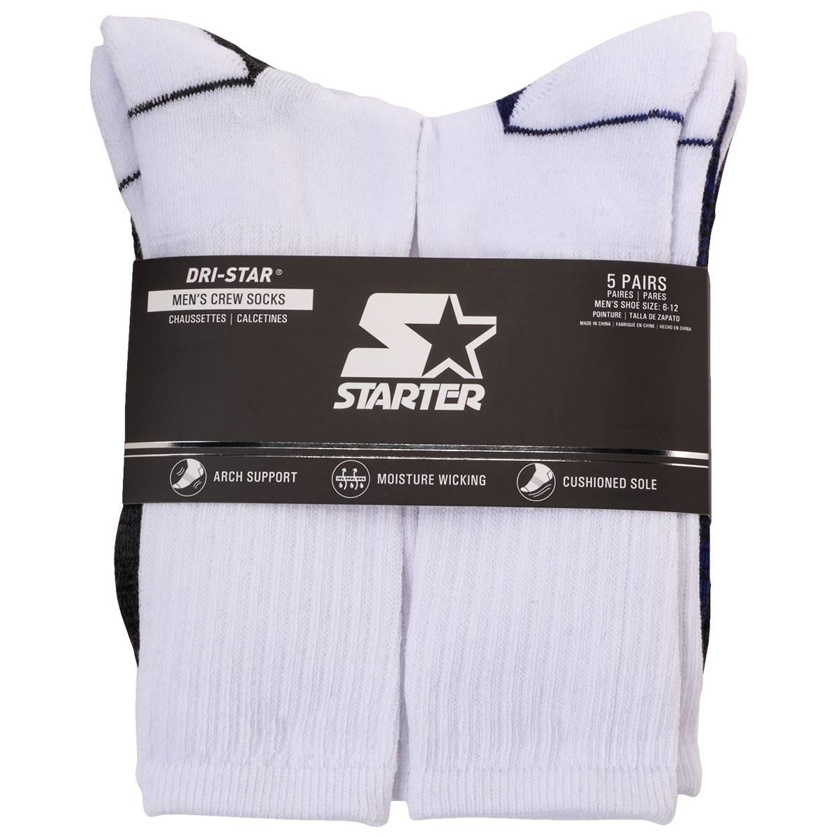 Click here for Mens Starter(R) 5pk. Crew Socks - White prices