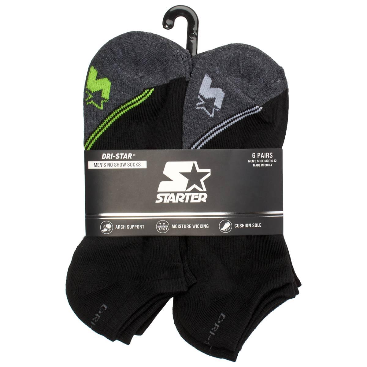 Click here for Mens Starter(R) 6Pk Color Block No-Show Socks - Bl... prices