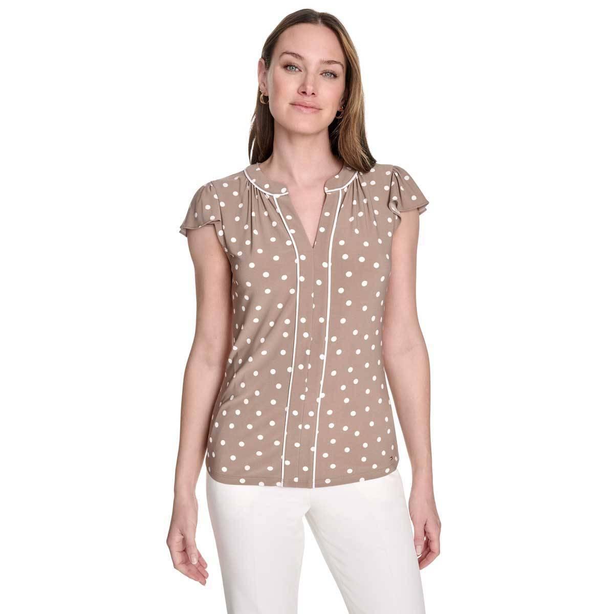 Click here for Womens Tommy Hilfiger Cap Flutter Sleeve Dot Blous... prices