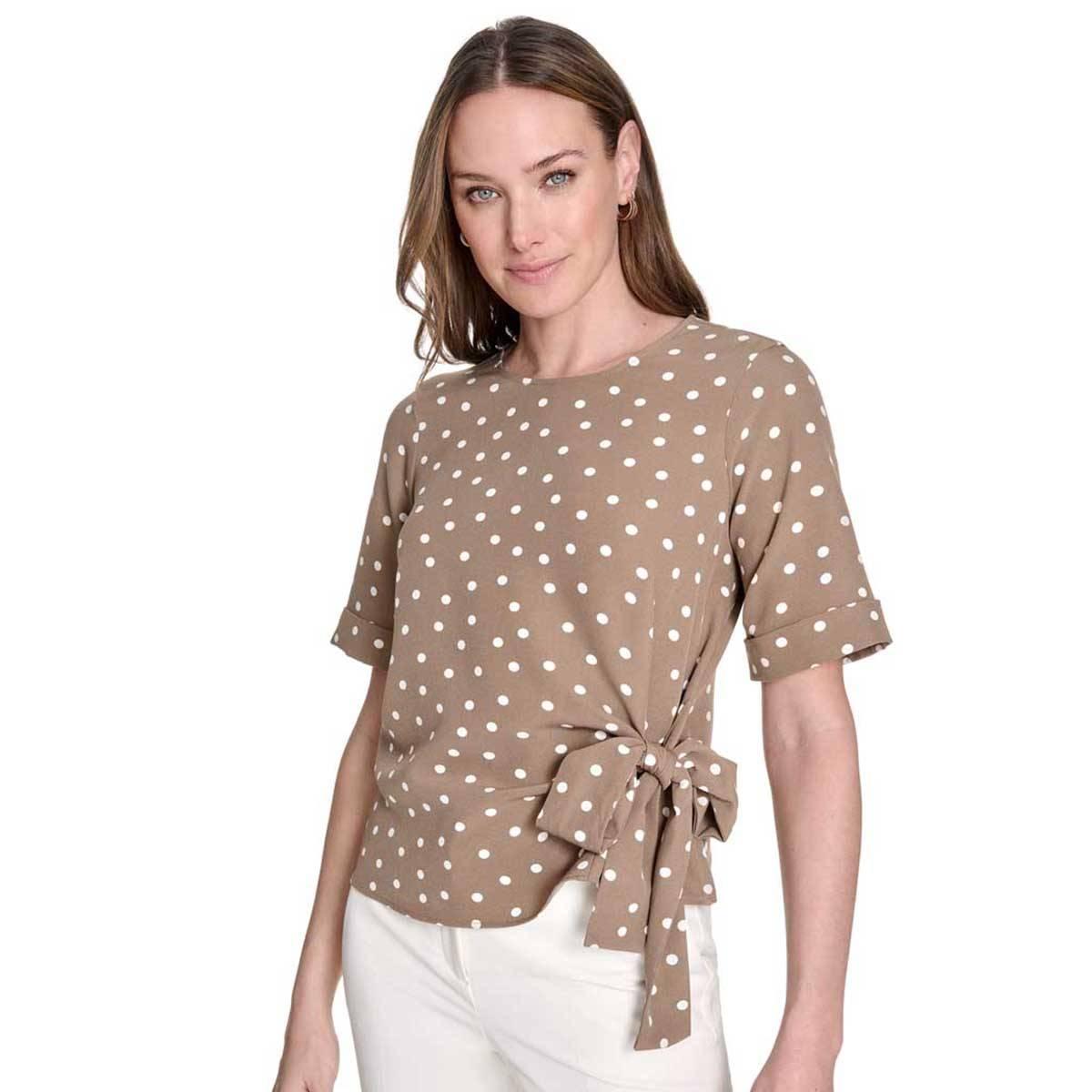 Click here for Womens Tommy Hilfiger Short Sleeve Dot Side Tie Bl... prices
