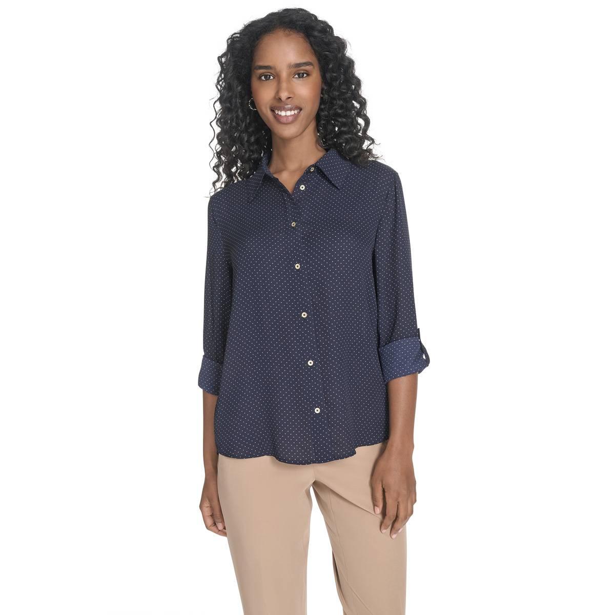 Click here for Womens Tommy Hilfiger Roll Tab Sleeve Dot Button D... prices