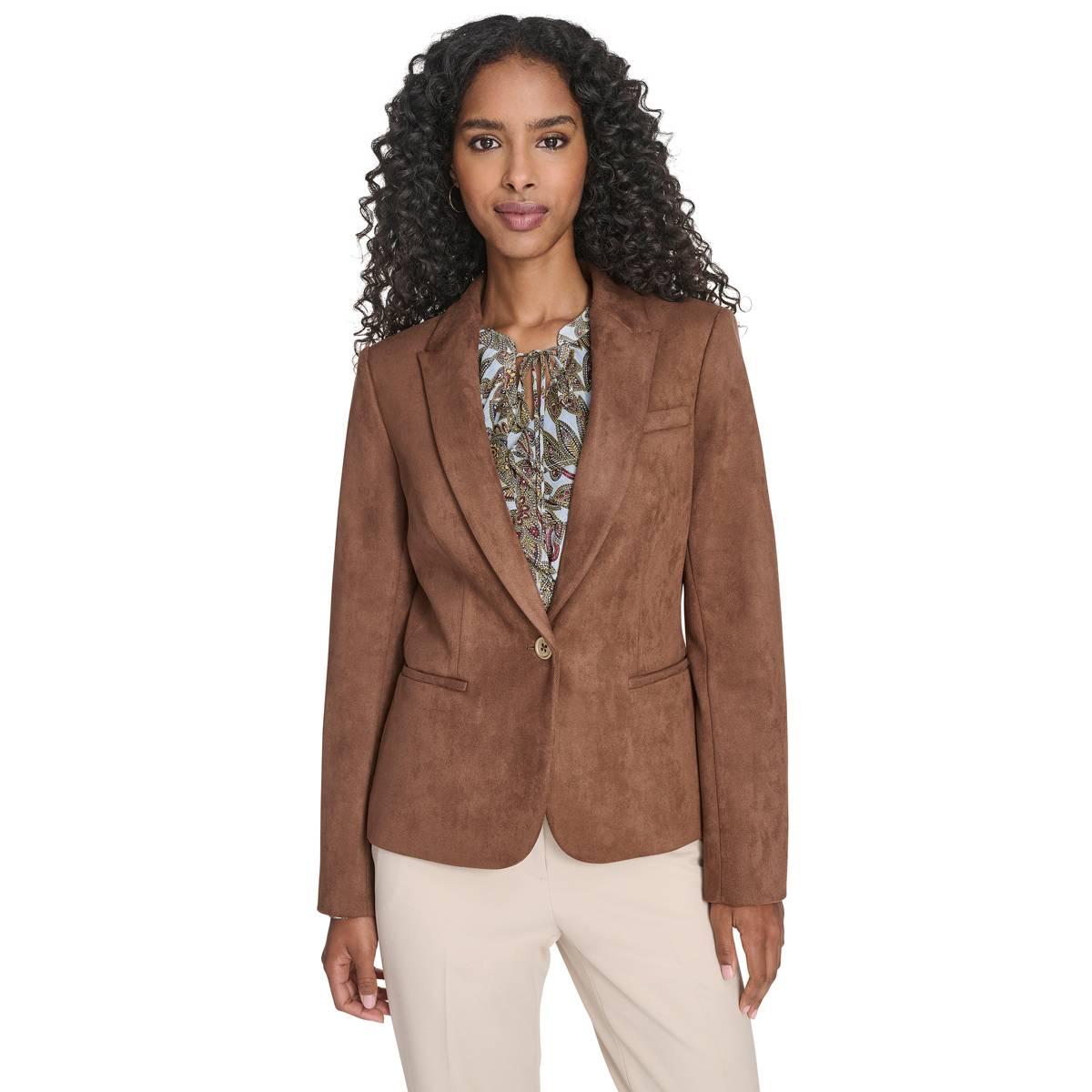 Click here for Womens Tommy Hilfiger Suede One Button Blazer prices