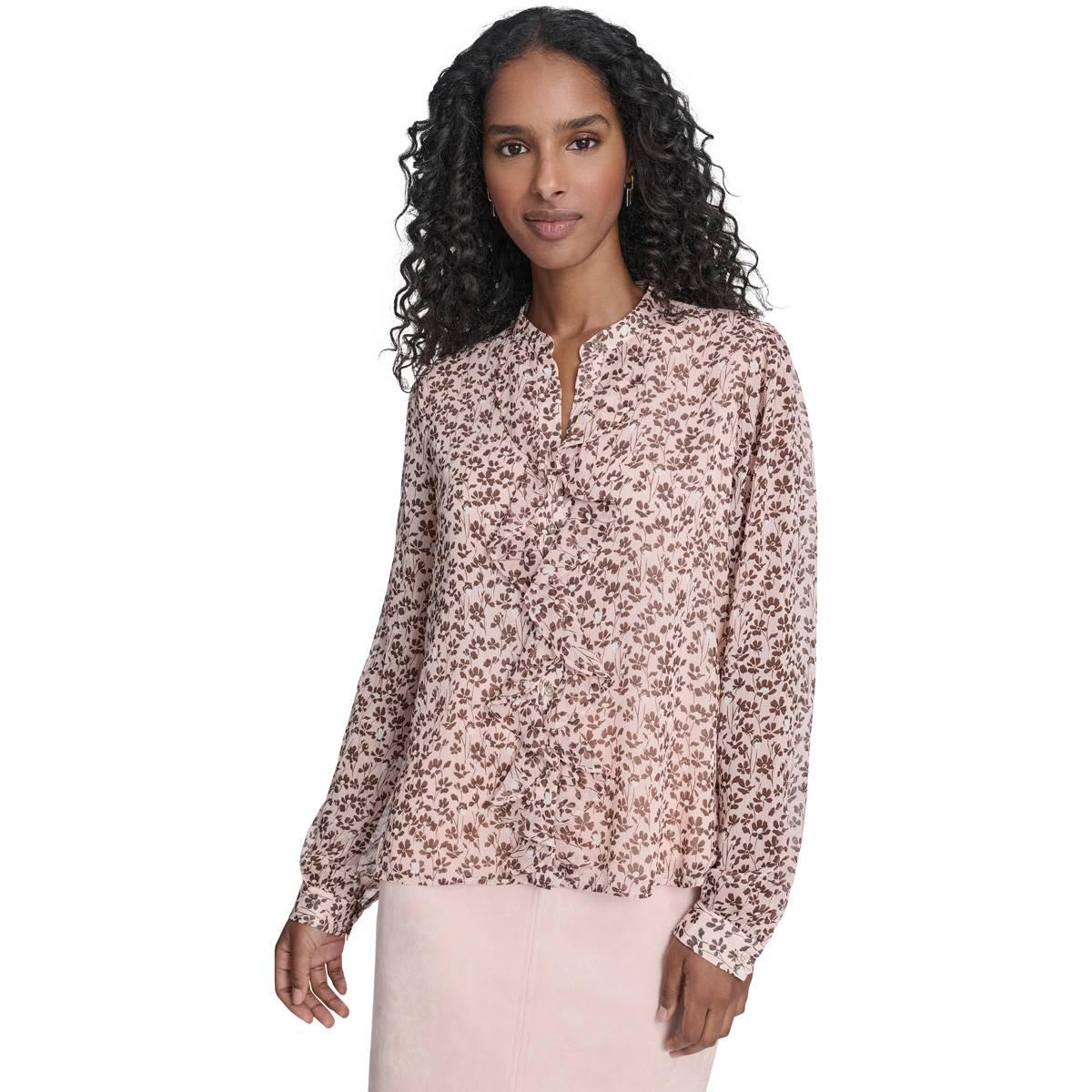 Click here for Womens Tommy Hilfiger Long Sleeve Ruffle Front Flo... prices