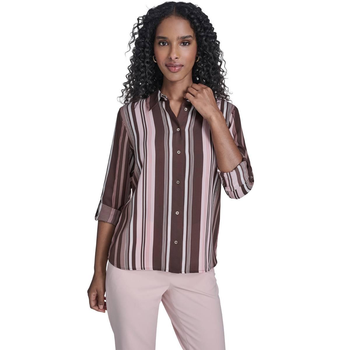 Click here for Womens Tommy Hilfiger Long Sleeve Stripe Casual Bu... prices