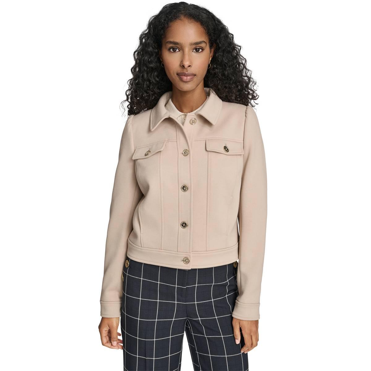 Tommy Hilfiger Womens Point Collar Trucker Jacket - Khaki