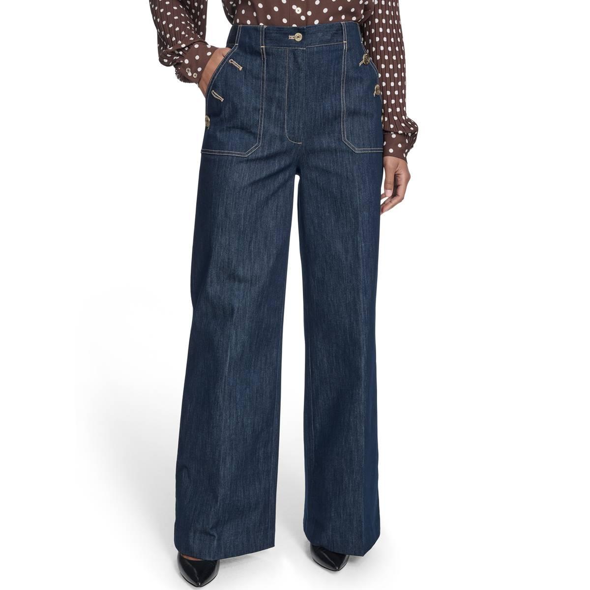 Tommy Hilfiger Womens High Rise Denim Sailor Pants - Navy