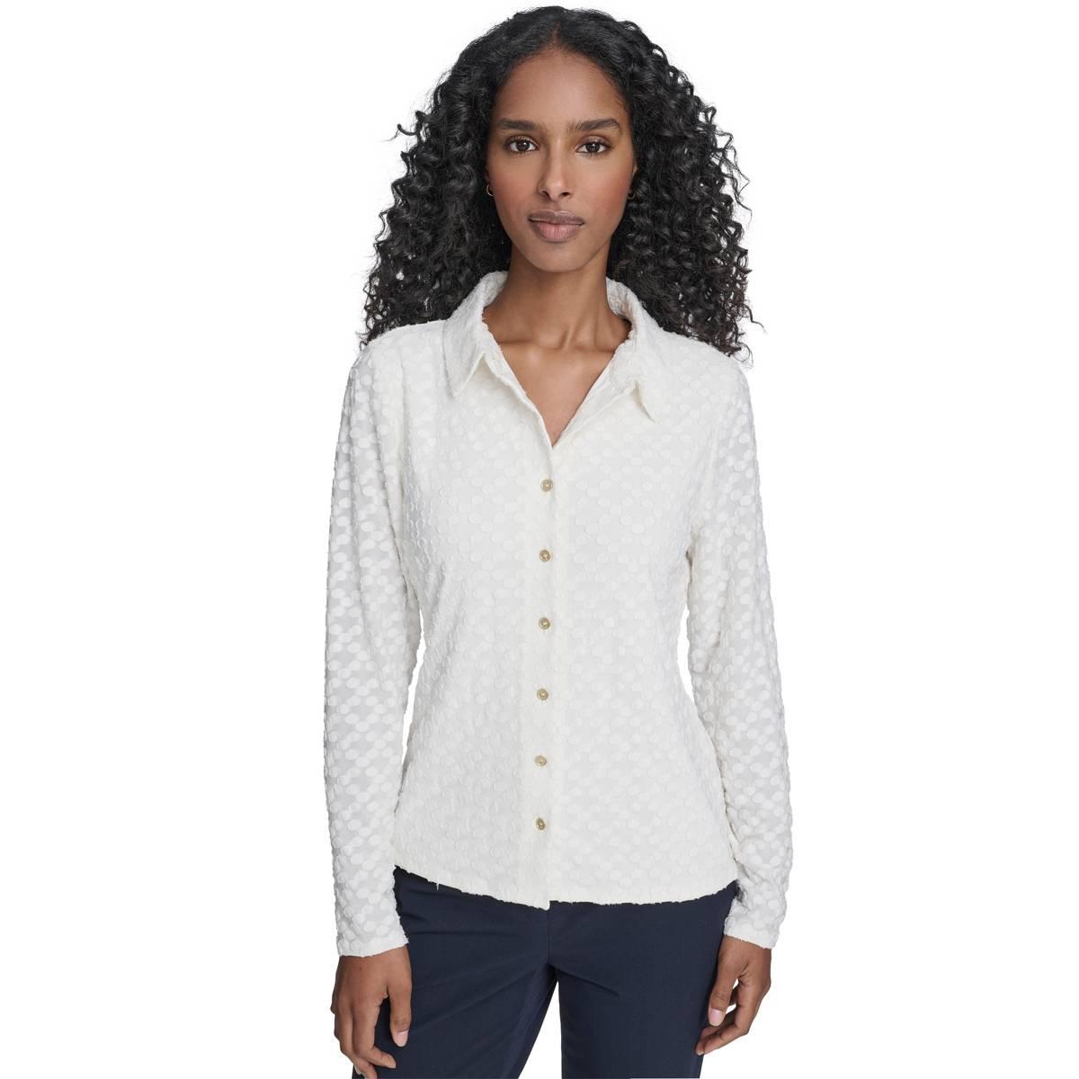 Click here for Womens Tommy Hilfiger Long Sleeve Texture Dot Butt... prices