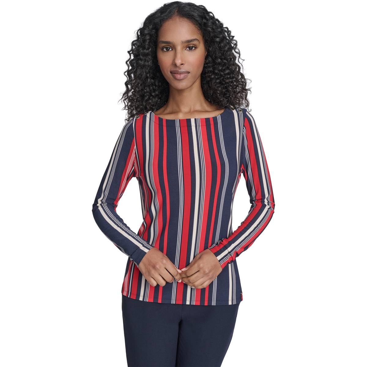Click here for Womens Tommy Hilfiger Long Sleeve Stripe Shoulder... prices