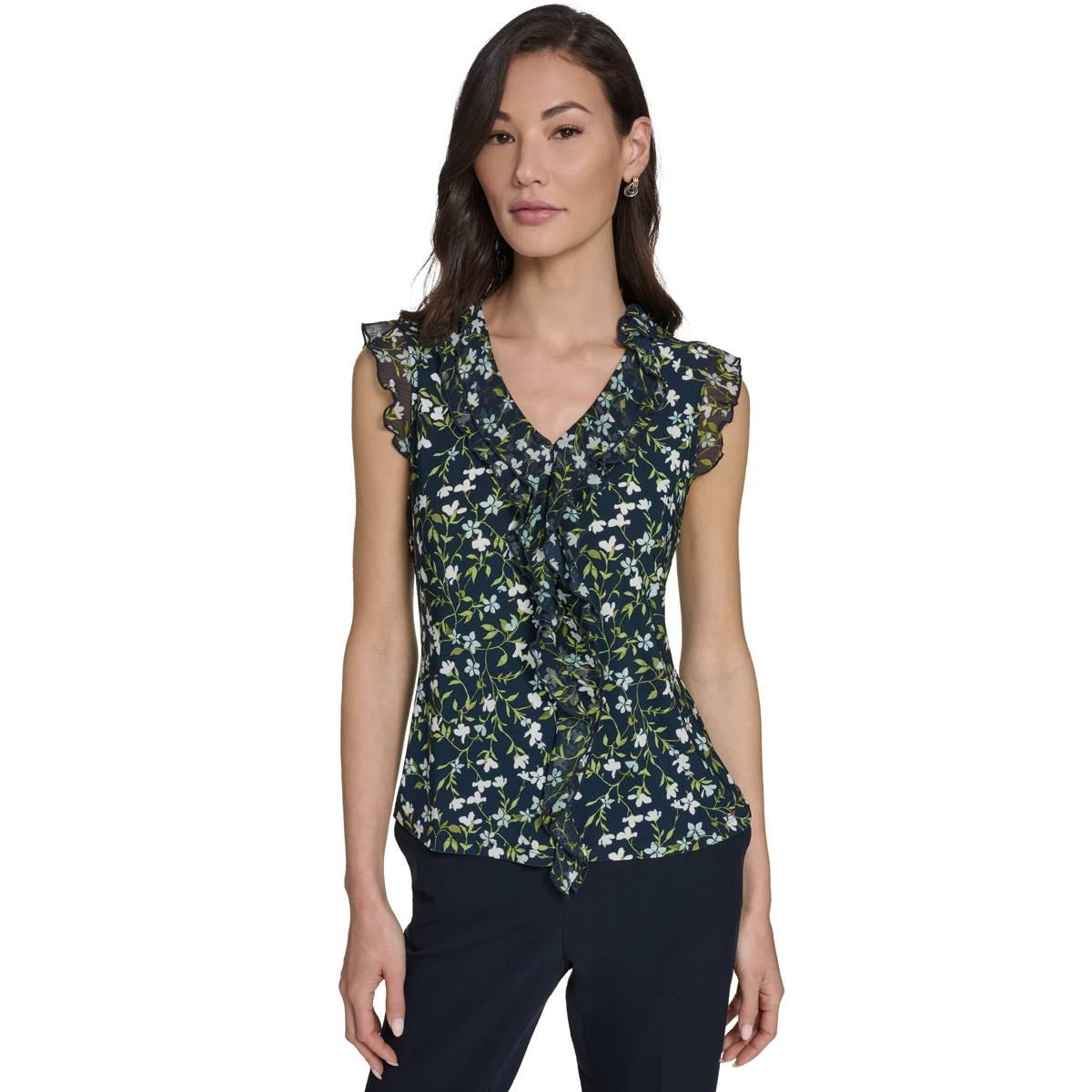 Click here for Womens Tommy Hilfiger Ruffle Cap Sleeve Floral Vin... prices