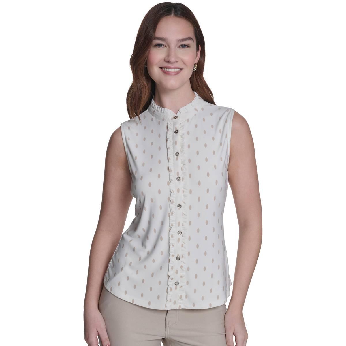 Click here for Womens Tommy Hilfiger Sleeveless Ruffle Button Fro... prices