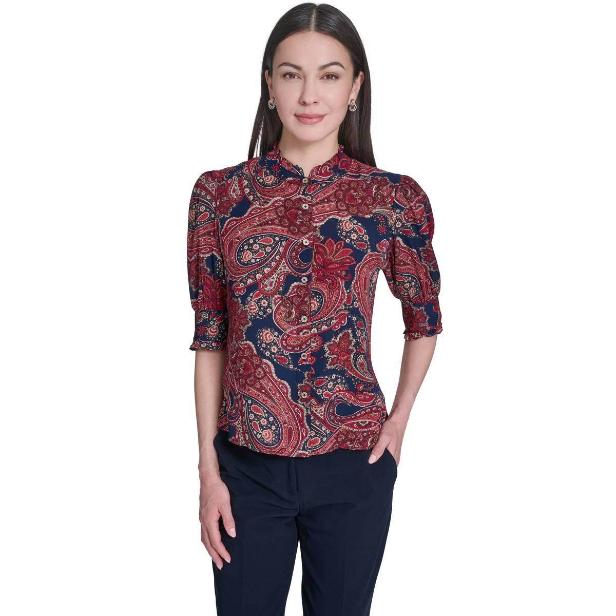 Click here for Womens Tommy Hilfiger Elbow Puff Sleeve Paisley Bl... prices