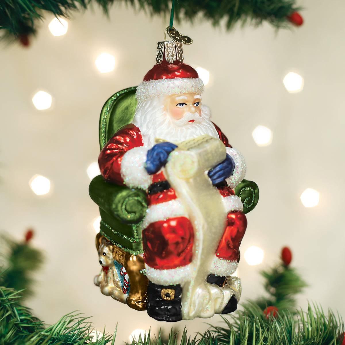 Click here for Old World Christmas Santa Checking His List Blown... prices